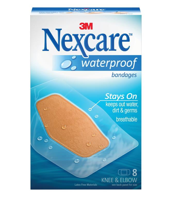 Nexcare Wateproof Adhesive Strip, 2 X 3 Inch Plastic Knee / Elbow Sheer ...