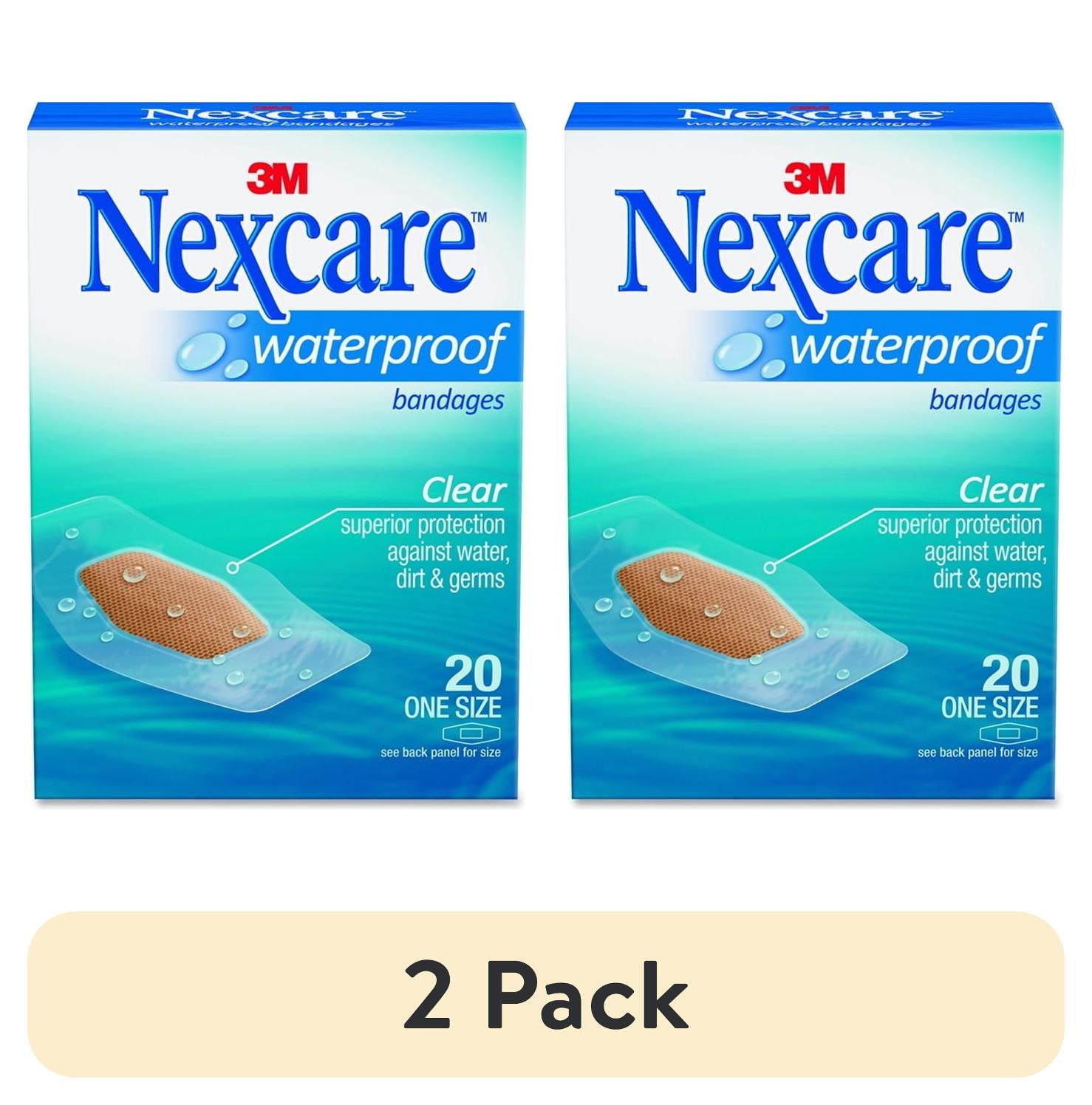 (2 pack) Nexcare Waterproof Bandages, One Size, 20 Count - Walmart.com