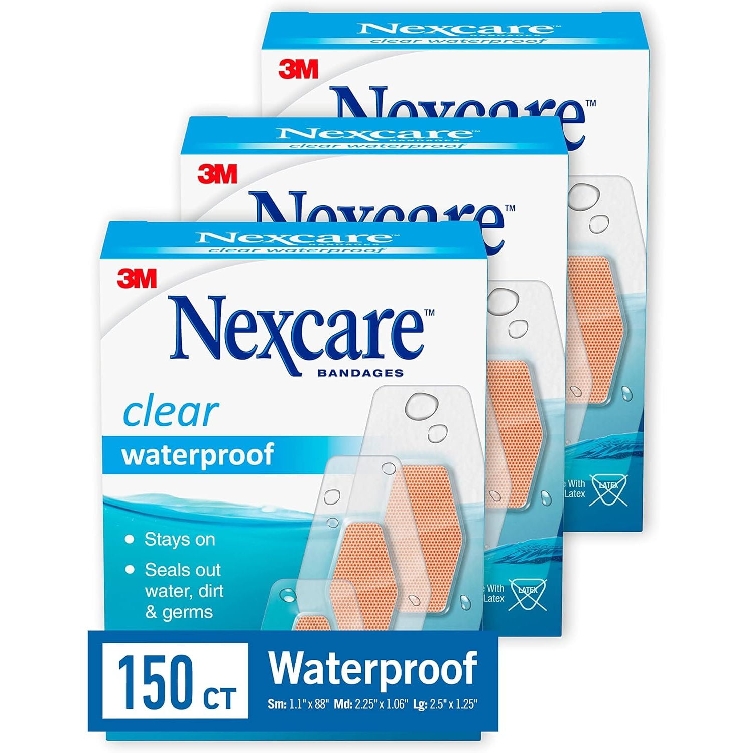 Nexcare Waterproof Bandages, Stays on in the Pool, Holds for 12 Hours ...