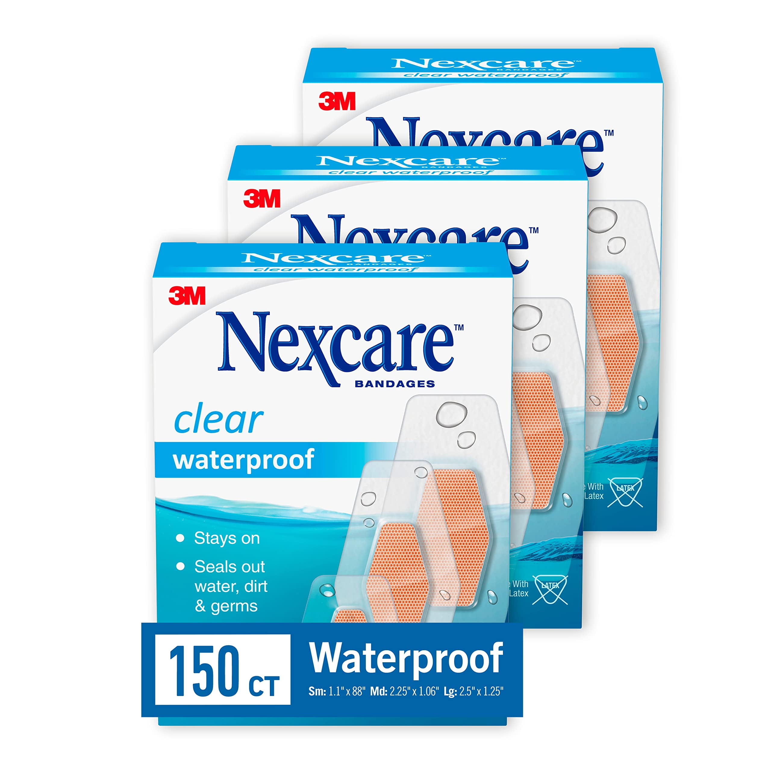 Nexcare Waterproof Bandages, Stays on in the Pool, Holds for 12 Hours ...