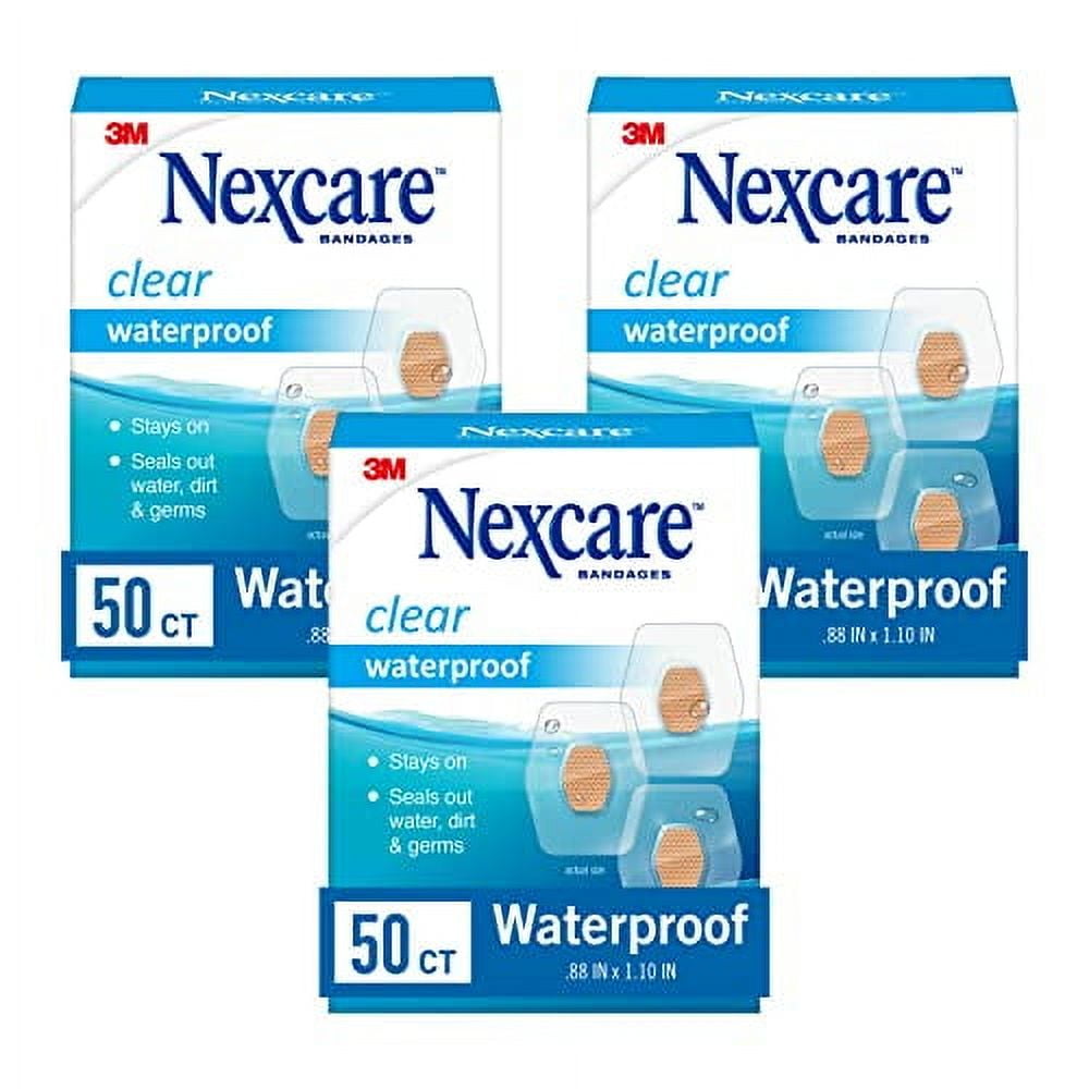 Nexcare Waterproof Clear Bandages, Covers And Protects, 360 Degree Seal ...