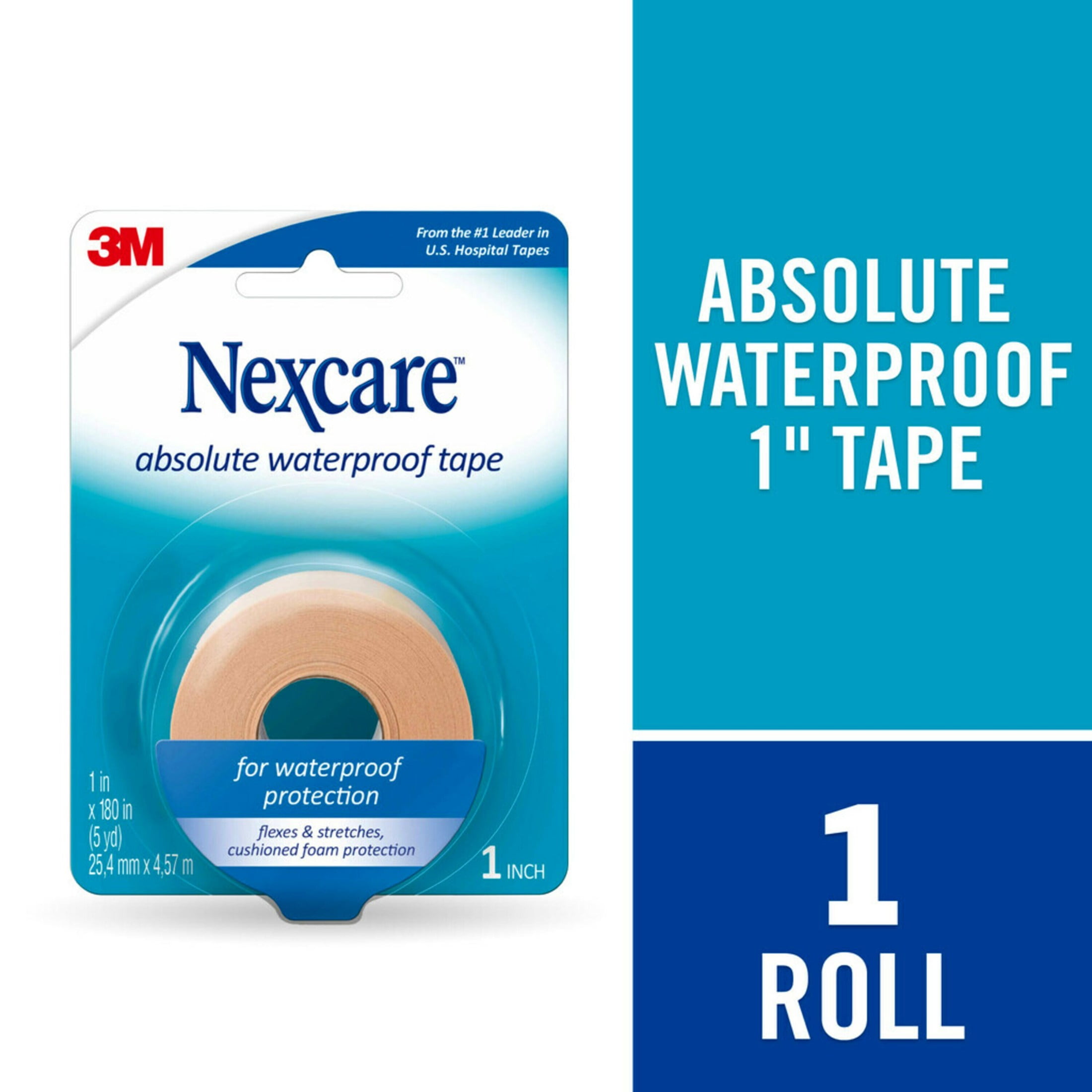 Nexcare Waterproof Medical First Aid Tape, Latex-Free, 1 Roll for ...