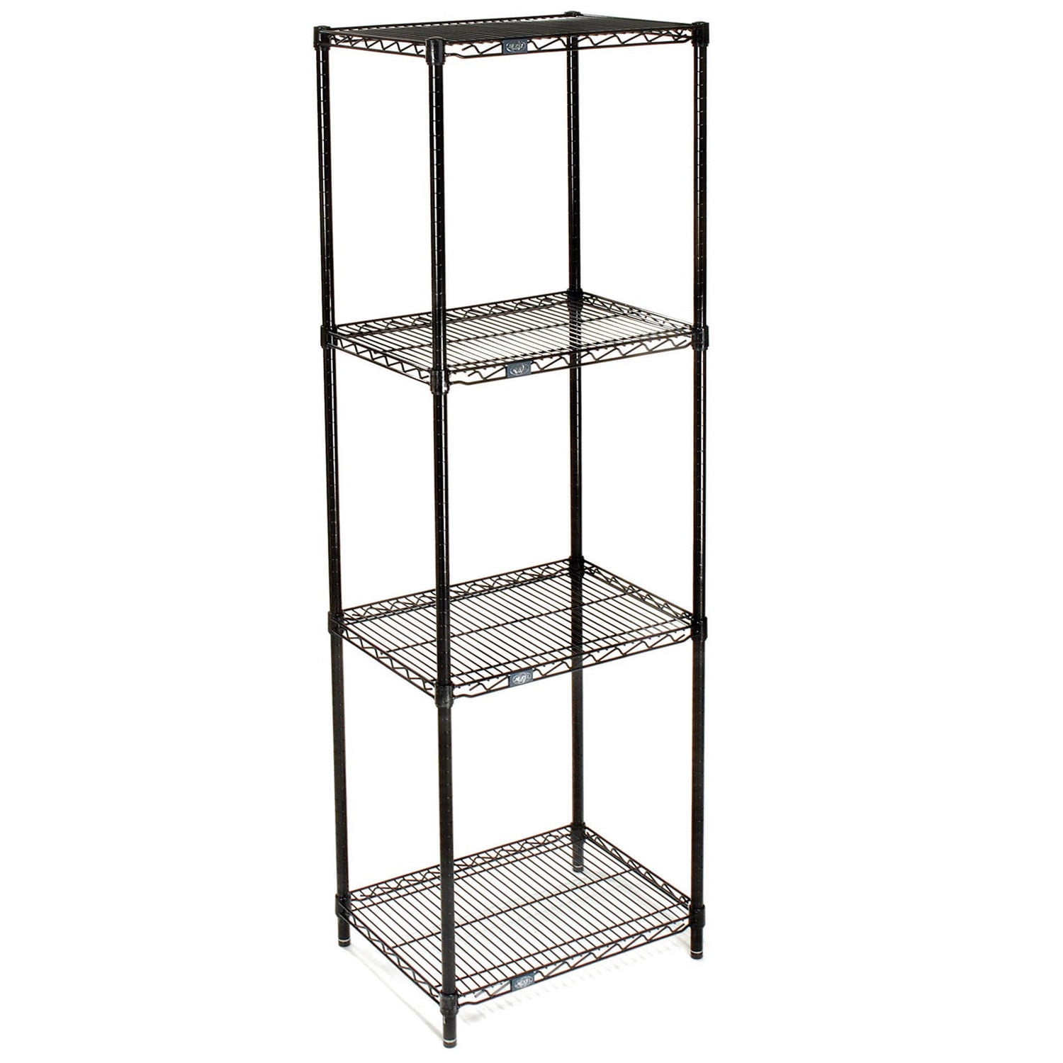 Nexel® 4 Shelf Black Epoxy Wire Shelving Unit Starter 24"W x 18"D x 74 ...