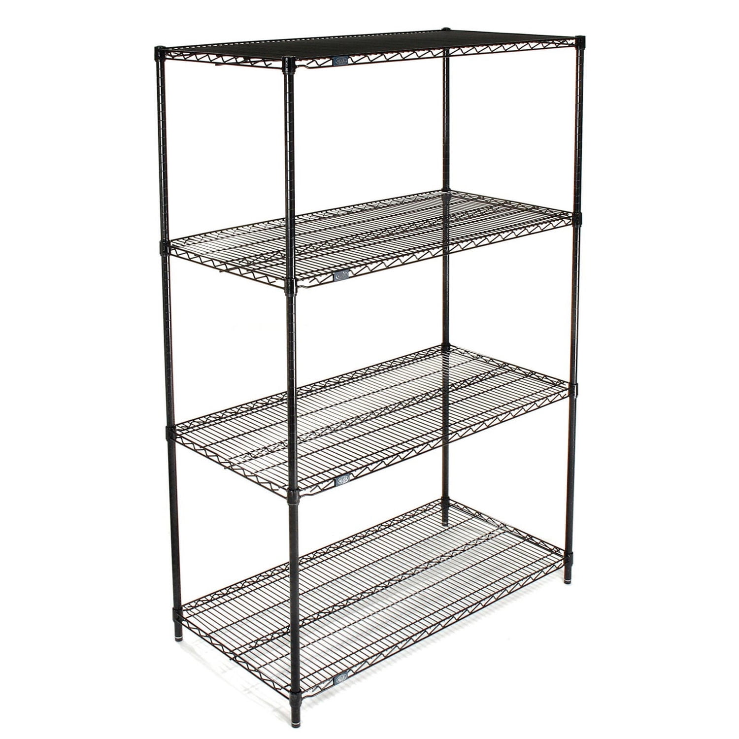 Nexel® 4 Shelf Black Epoxy Wire Shelving Unit Starter 48"W x 18"D x 63 ...