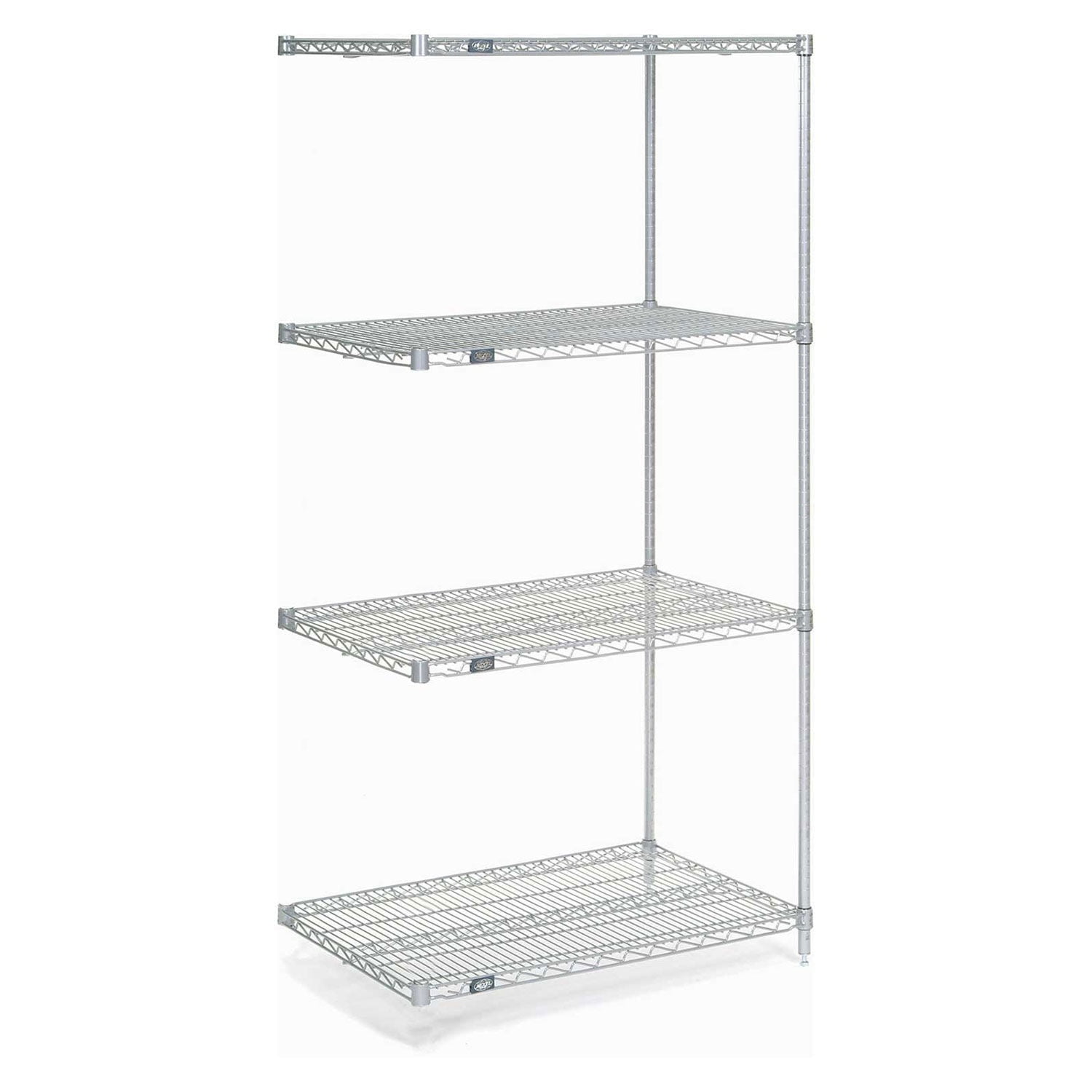 Nexel® 4 Shelf Poly-Z-Brite® Wire Shelving Unit Add On 24"W x 24"D x 74 ...