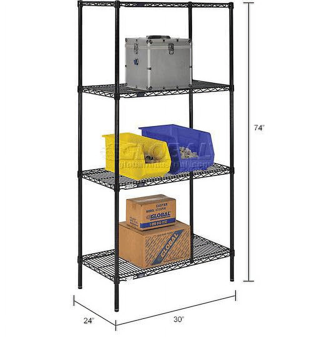 Nexel 24" x 30" x 74", 4 Tier Adjustable Wire Shelving Unit, NSF Listed ...