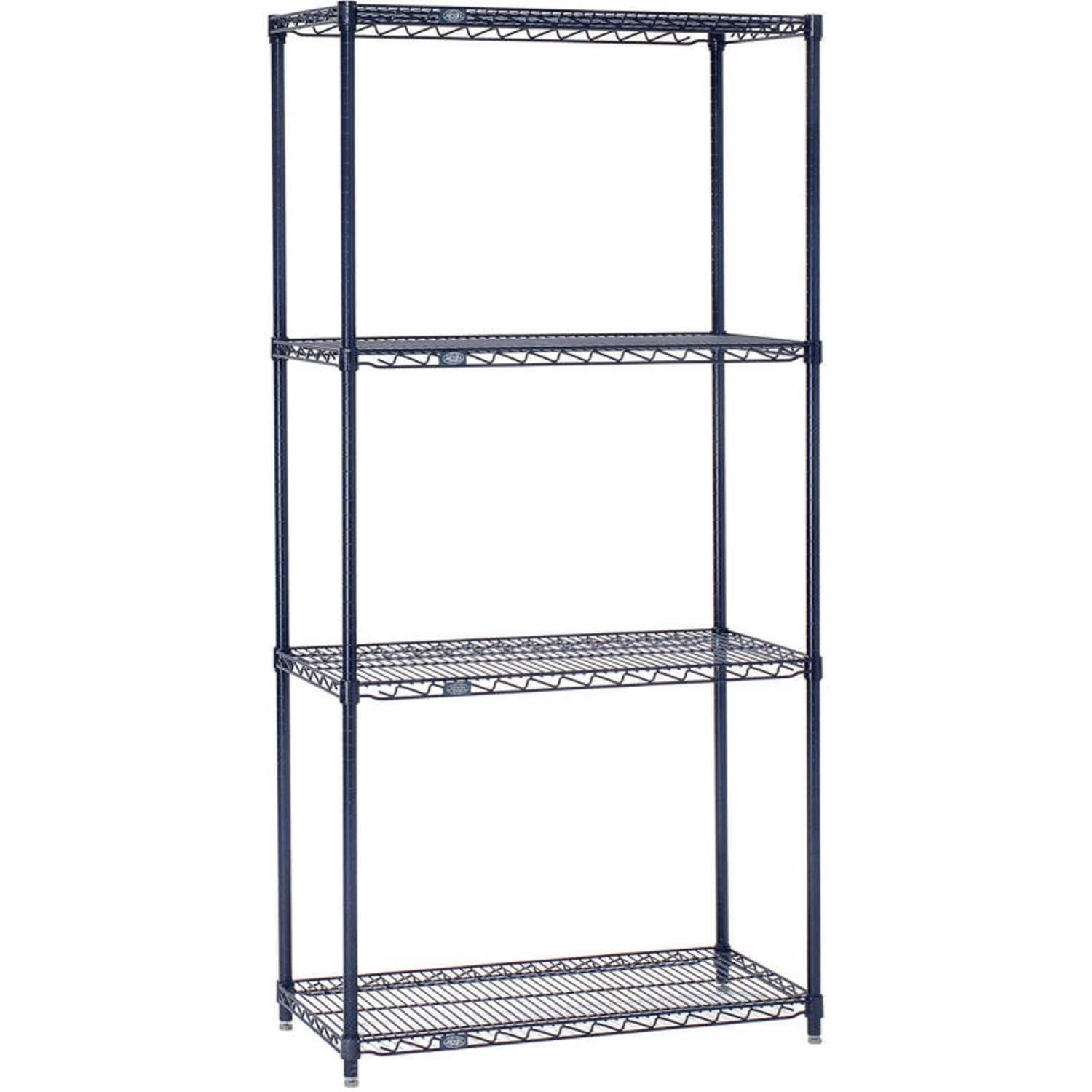 Nexel 5 Shelf Nexelon Blue Wire Shelving Unit Starter 30""W x 24""D x ...