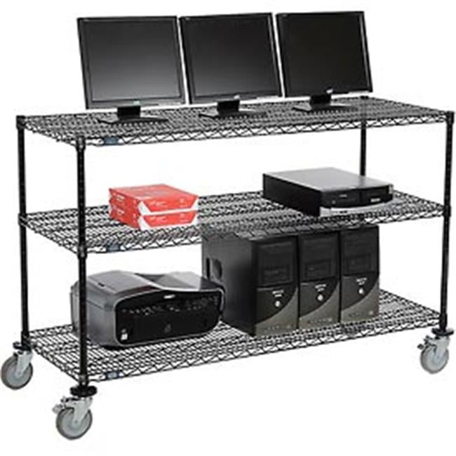 Nexel 3-Shelf Mobile Wire Computer LAN Workstation - Black - Walmart.com