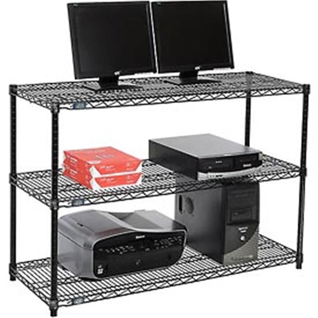 Nexel 3-Shelf Wire Computer LAN Workstation - Black - 48 x 18 x 34 in ...