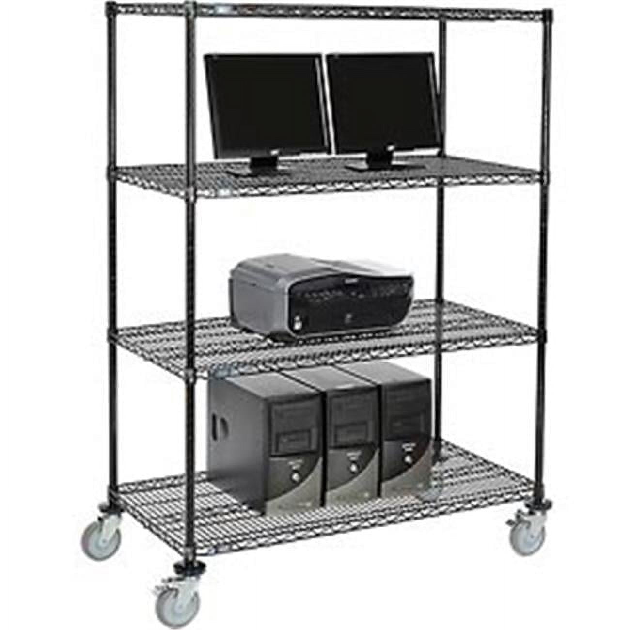Nexel 4-Shelf Mobile Wire Computer LAN Workstation, 48 x 24 x 69 in ...