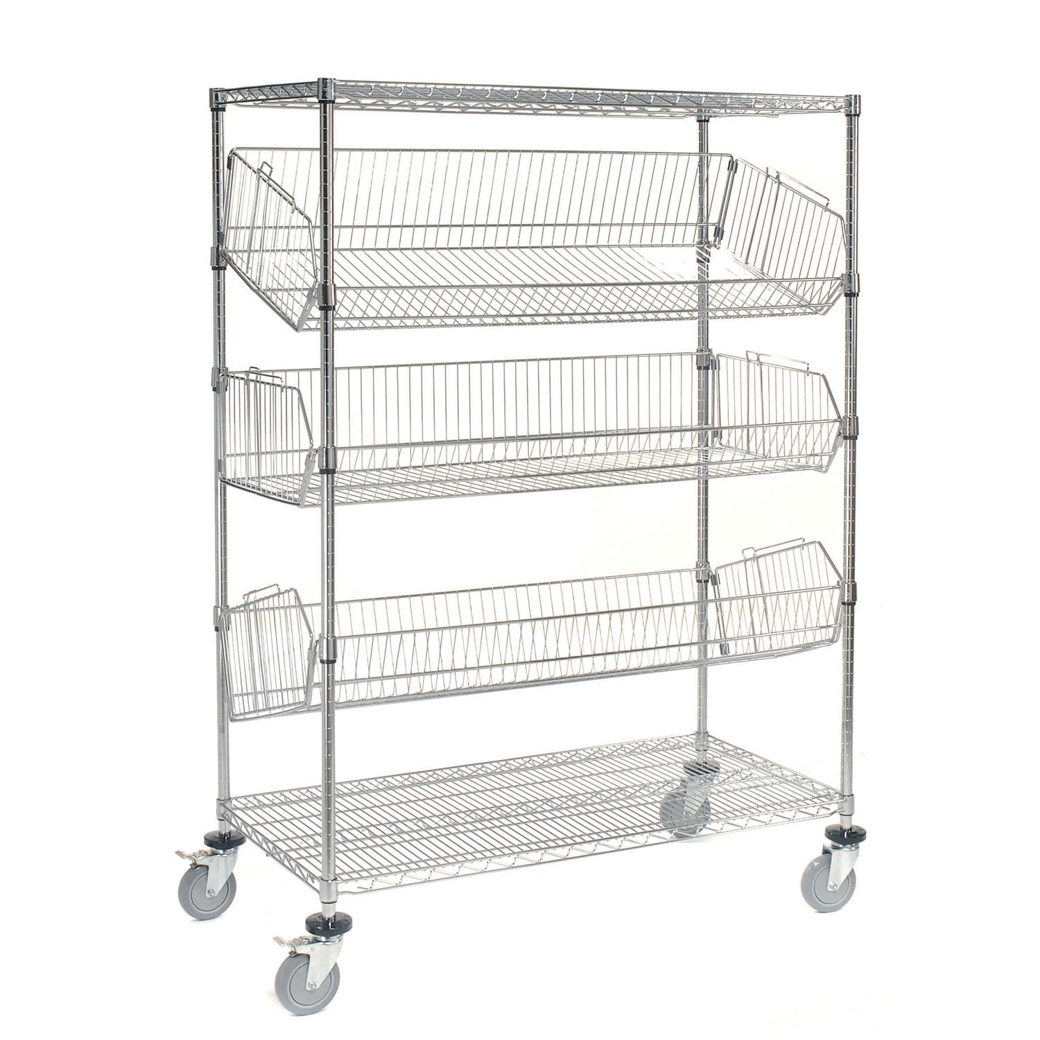 Nexel 5 Shelf Adjustable Mobile Wire Bin Rack, 48"W x 24"D x 69"H ...