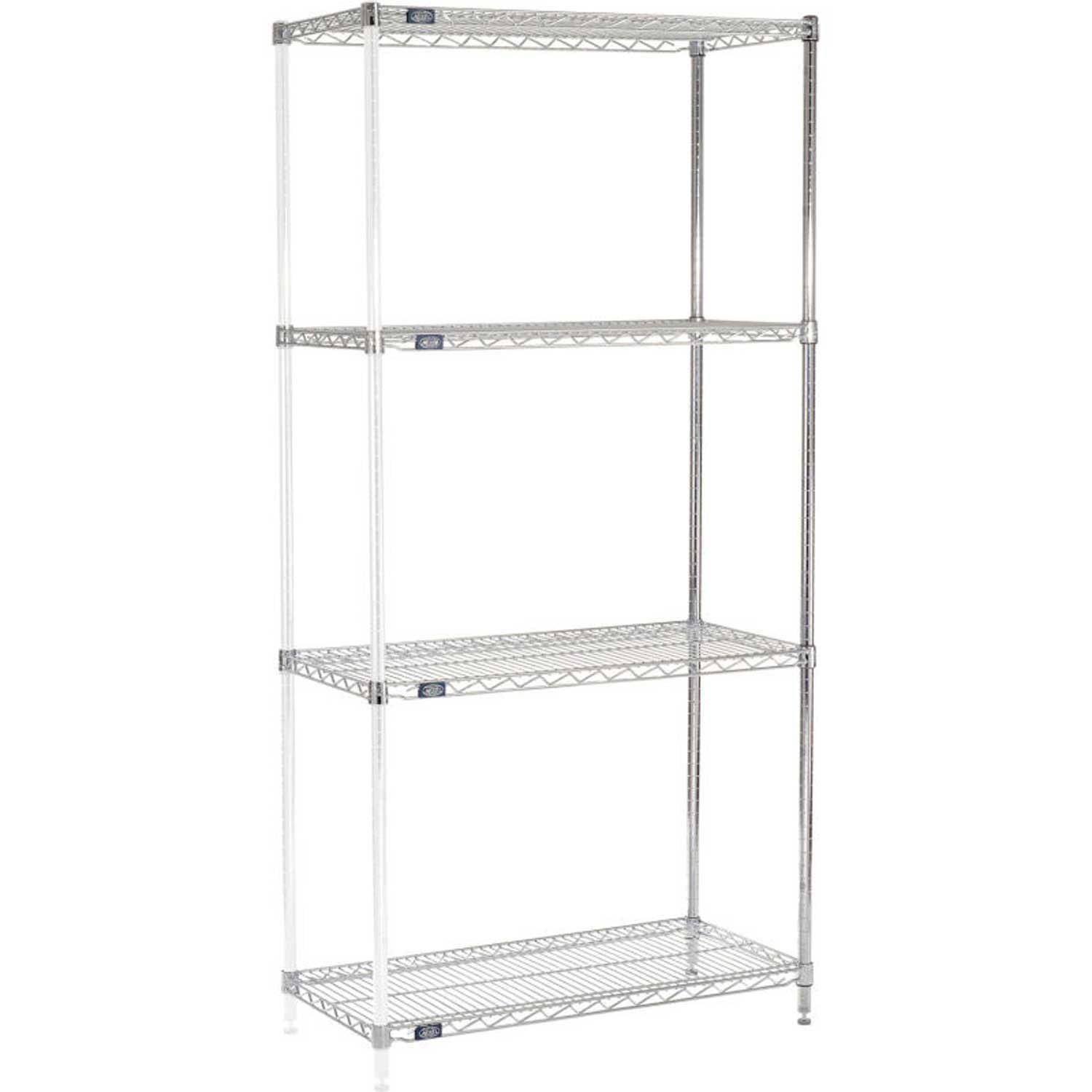 Nexel 5 Tier Chrome Wire Shelving Add-On Unit, 48"W x 24"D x 63"H ...