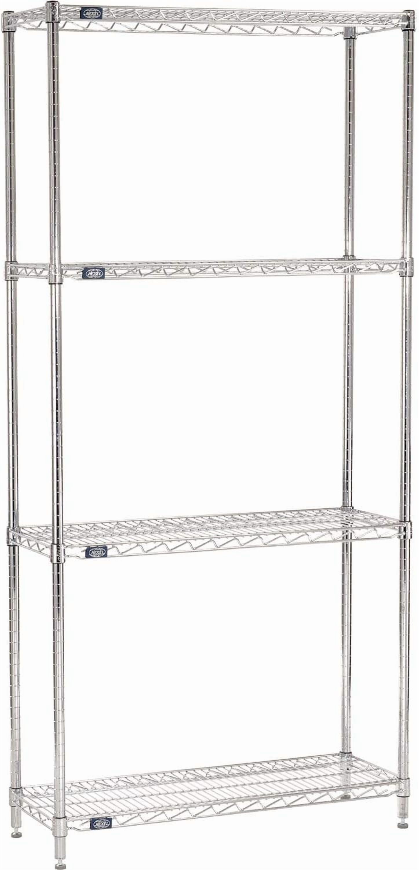 Nexel Adjustable Wire Shelving Unit, 4 Tier, Commercial Dry Storage ...