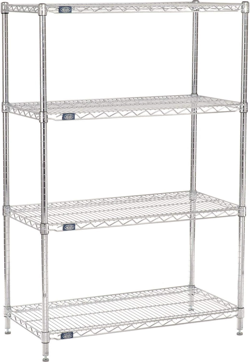 Nexel Adjustable Wire Shelving Unit, Commercial Dry Storage Rack ...