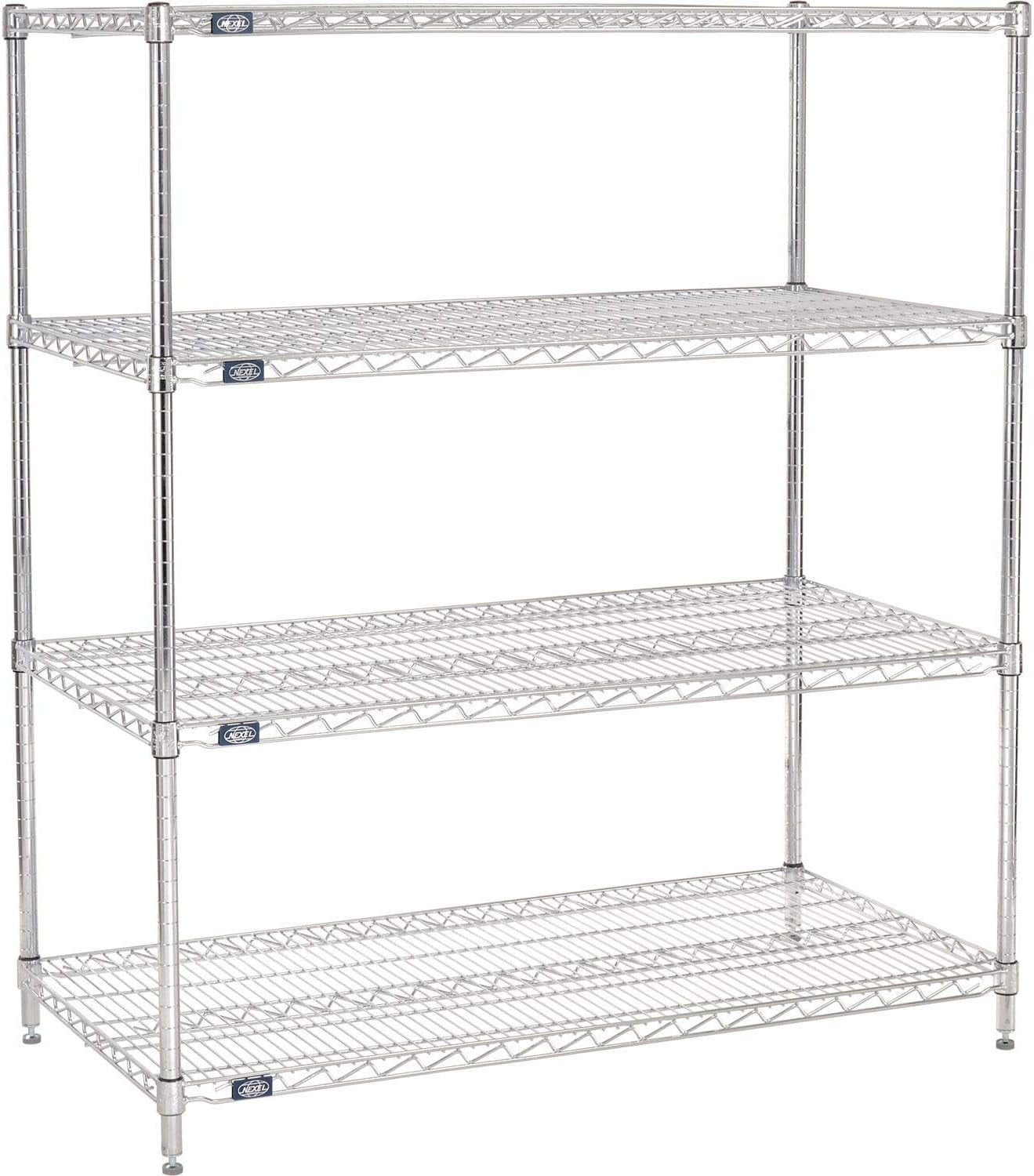 Nexel Adjustable Wire Shelving Unit, Commercial Dry Storage Rack ...