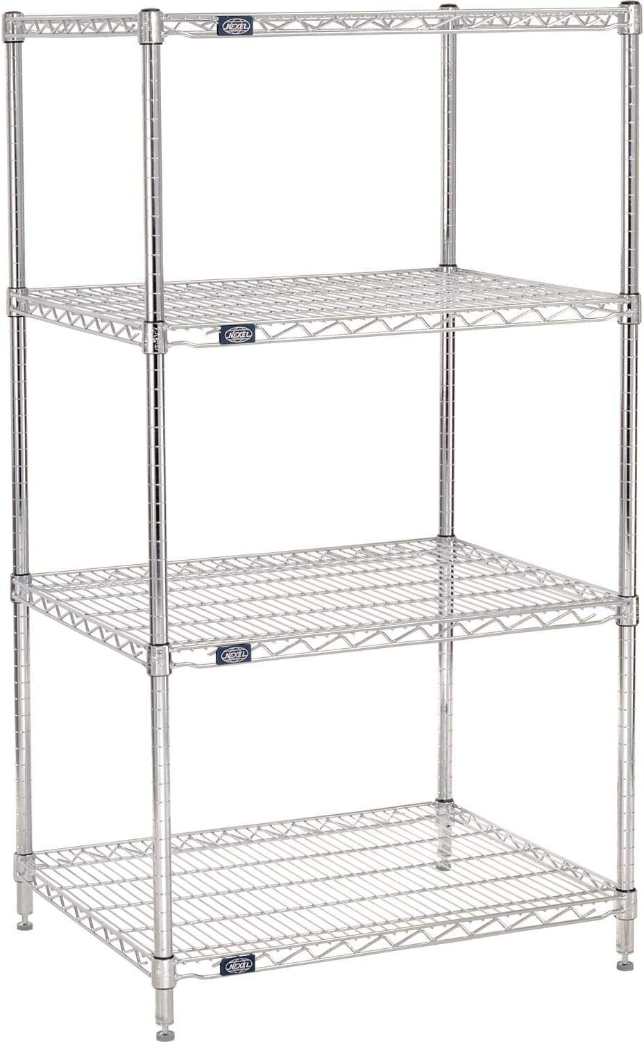 Nexel Adjustable Wire Shelving Unit, Commercial Dry Storage Rack ...