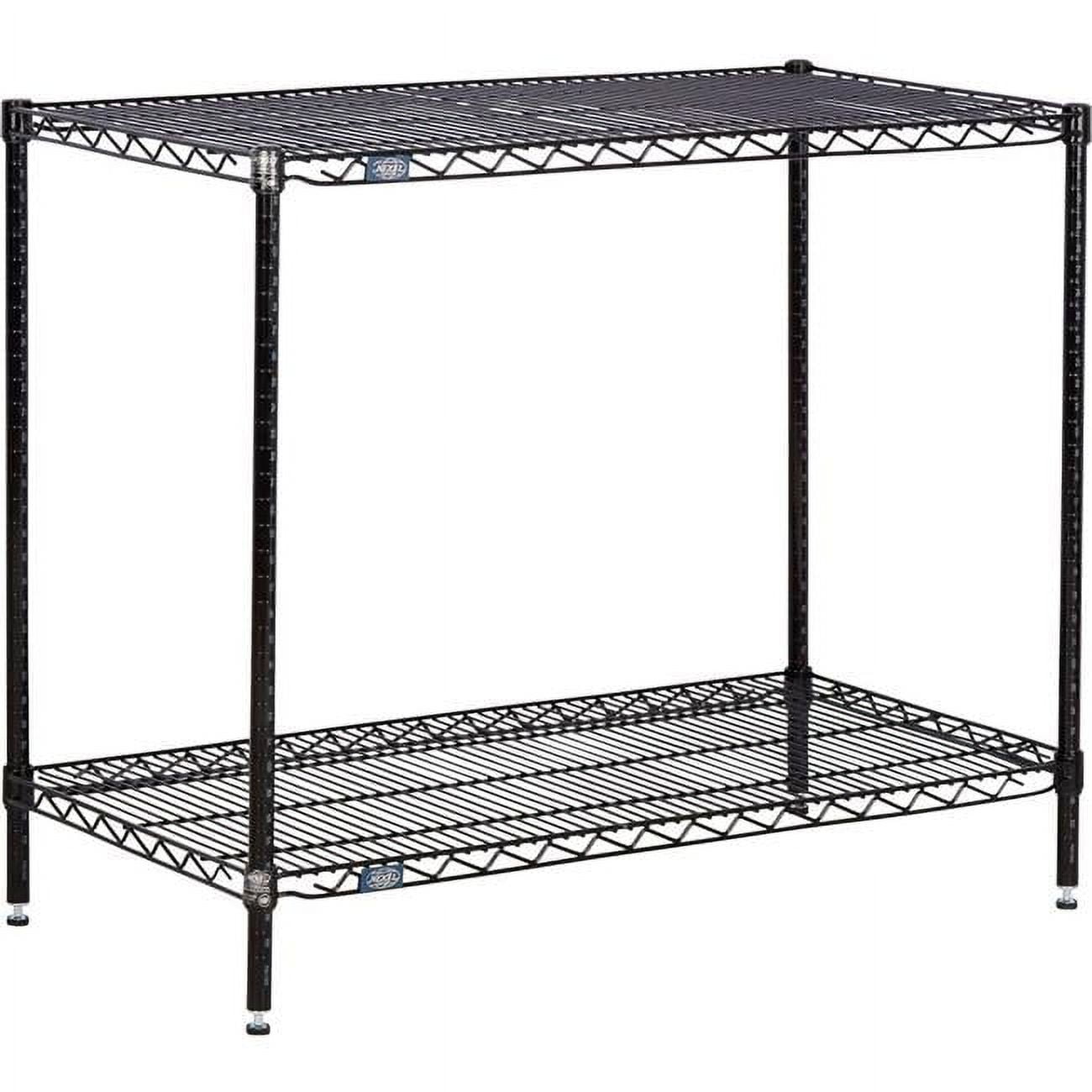 Nexel Black Epoxy, 2 Tier, Wire Shelving Starter Unit, 48"W x 24"D x 34 ...