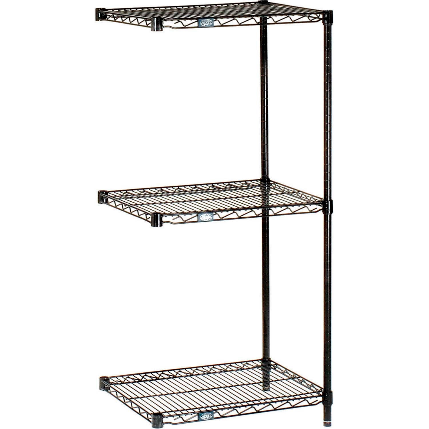 Nexel Black Epoxy, 3 Tier, Wire Shelving Add-On Unit, 30"W x 18"D x 34 ...