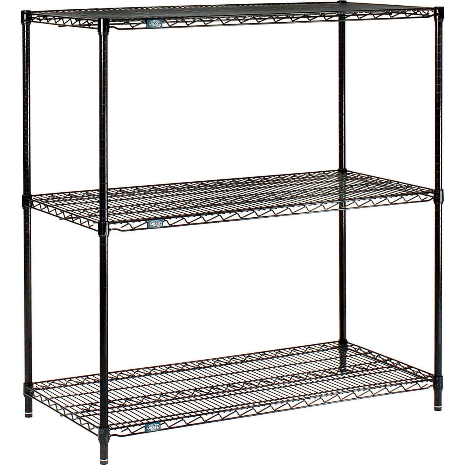 Nexel Black Epoxy, 3 Tier, Wire Shelving Starter Unit, 24"W x 18"D x 34 ...
