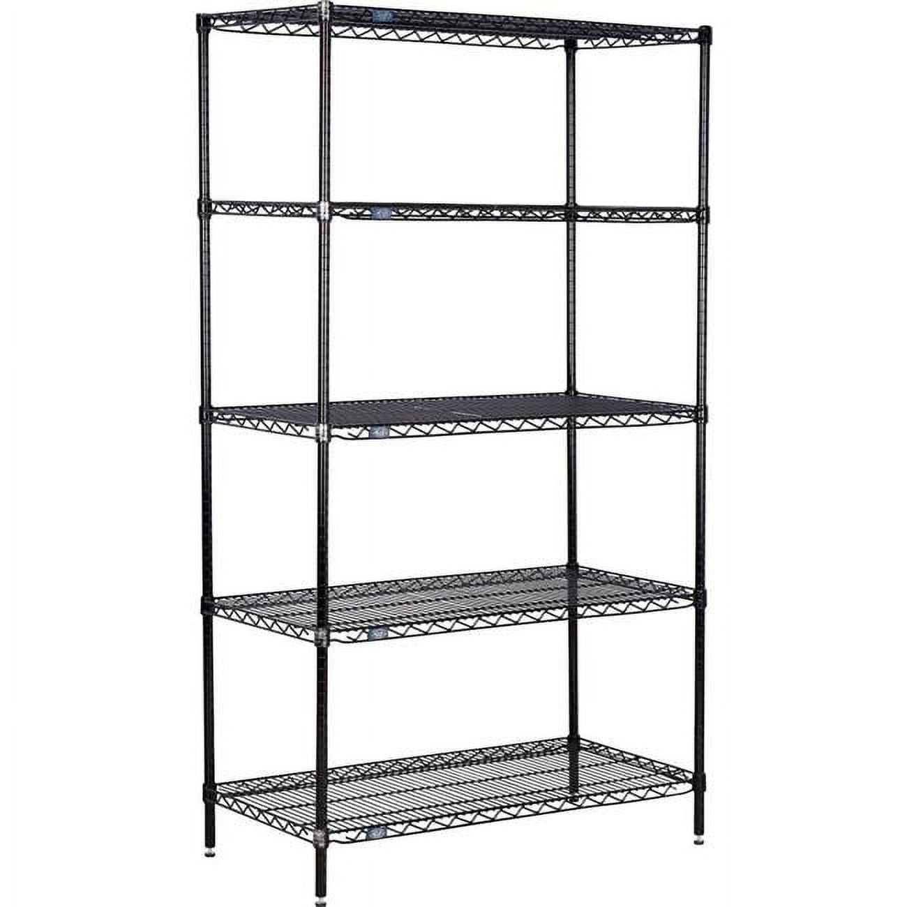 Nexel Black Epoxy, 5 Tier, Wire Shelving Starter Unit, 48"W x 14"D x 63 ...