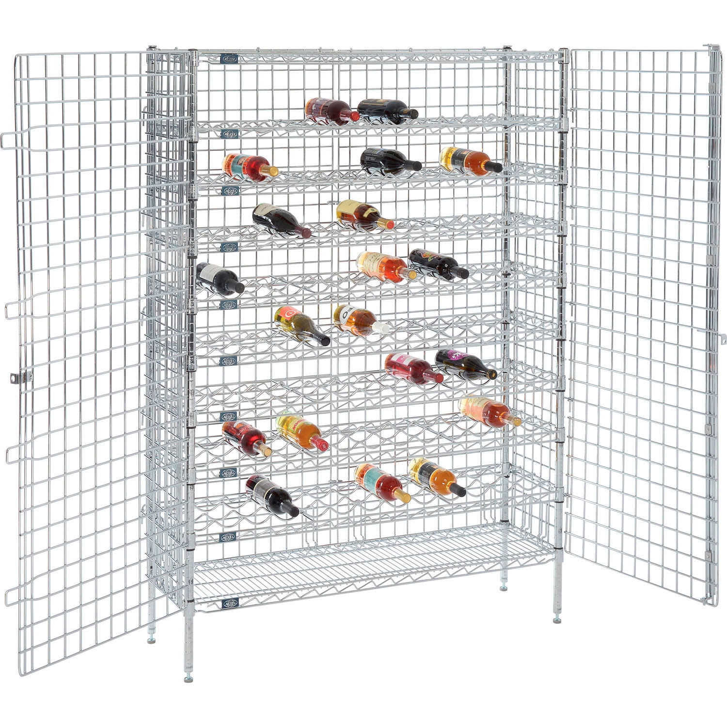 Nexel Chrome, 104 Bottle, Wine Security Shelving Unit, 48"W x 14"D x 66 ...