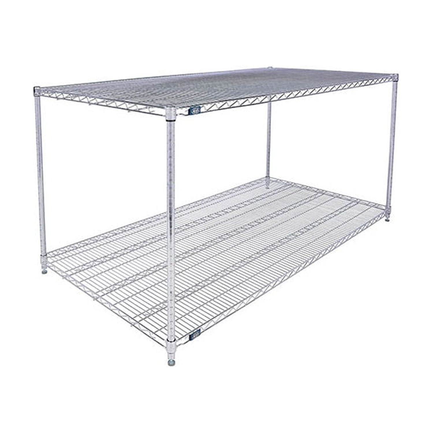 Nexel 2 Shelf Chrome ESD Wire Shelving Unit Starter 72""W x 36""D x 34 ...