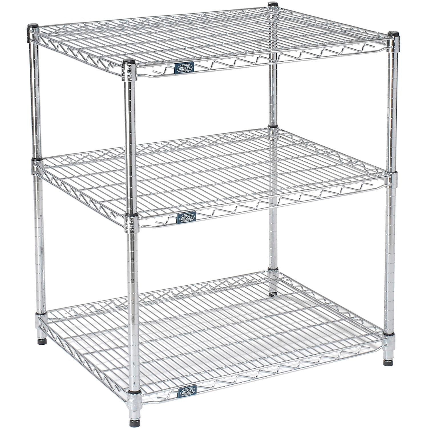 Nexel 3 Shelf Chrome ESD Wire Shelving Unit Starter 36""W x 12""D x 34 ...