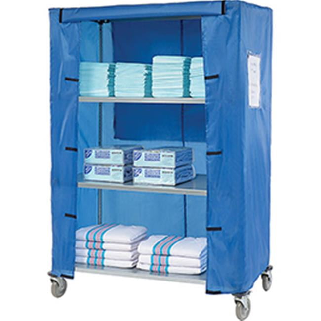 Nexel Galvanized Steel Linen Cart with Nylon Cover, 4 Shelves - 48 x 24 ...