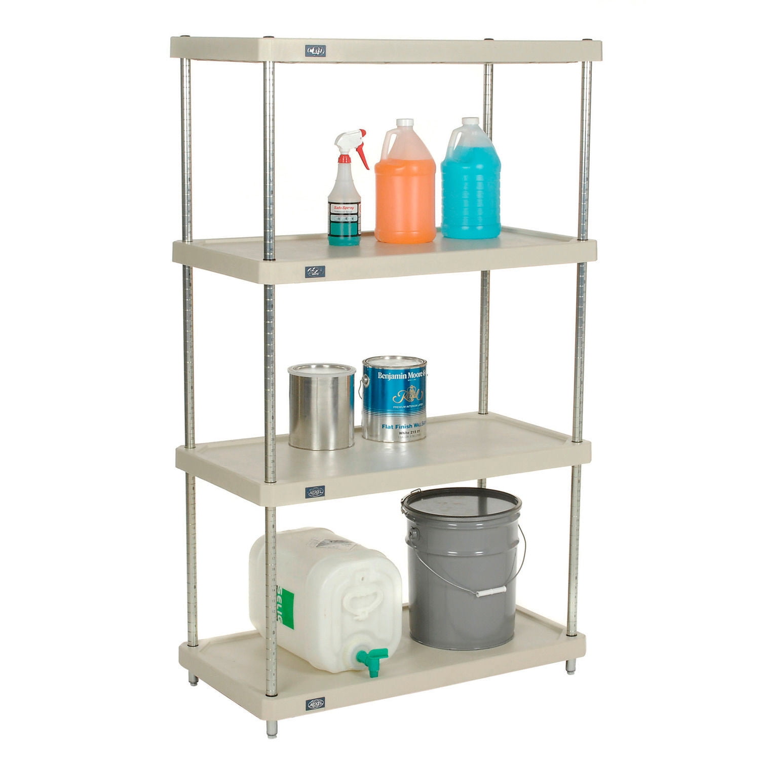 Nexel 4 Shelf Solid Plastic Shelving Unit Nexelon Posts 36""W x 18""D x ...