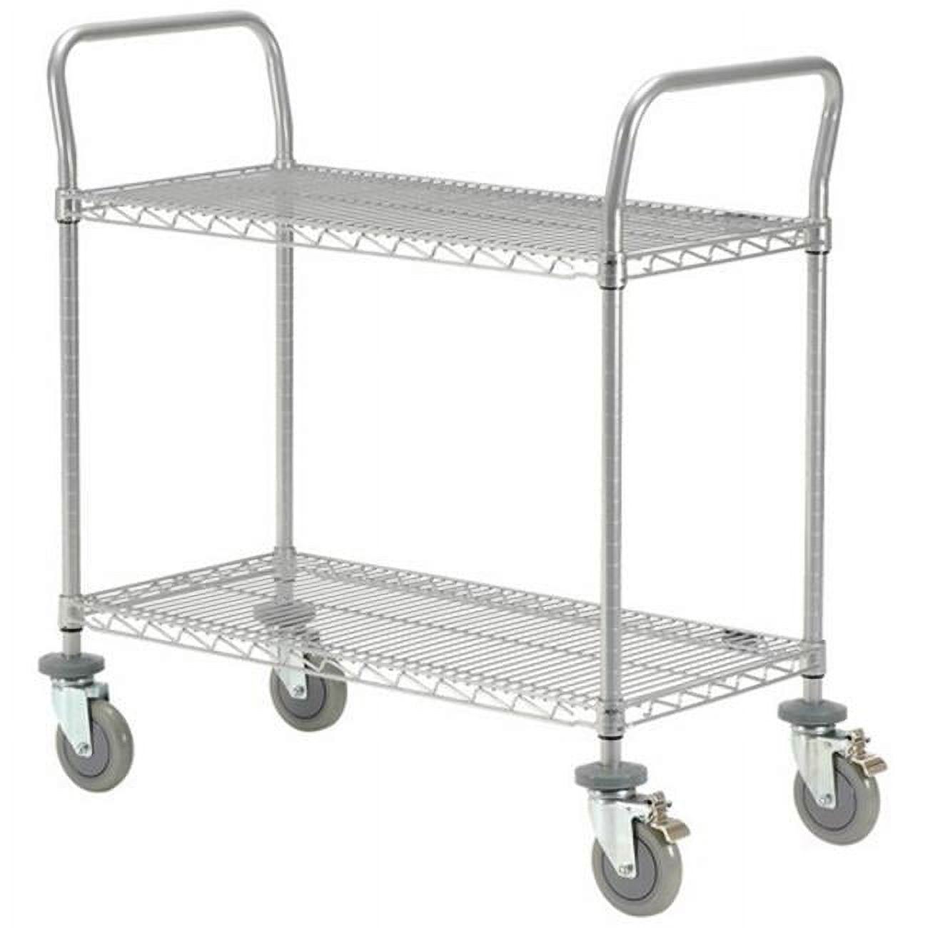 Nexel® Chrome Utility Cart w/2 Shelves & Poly Brake Casters 1200 lb ...
