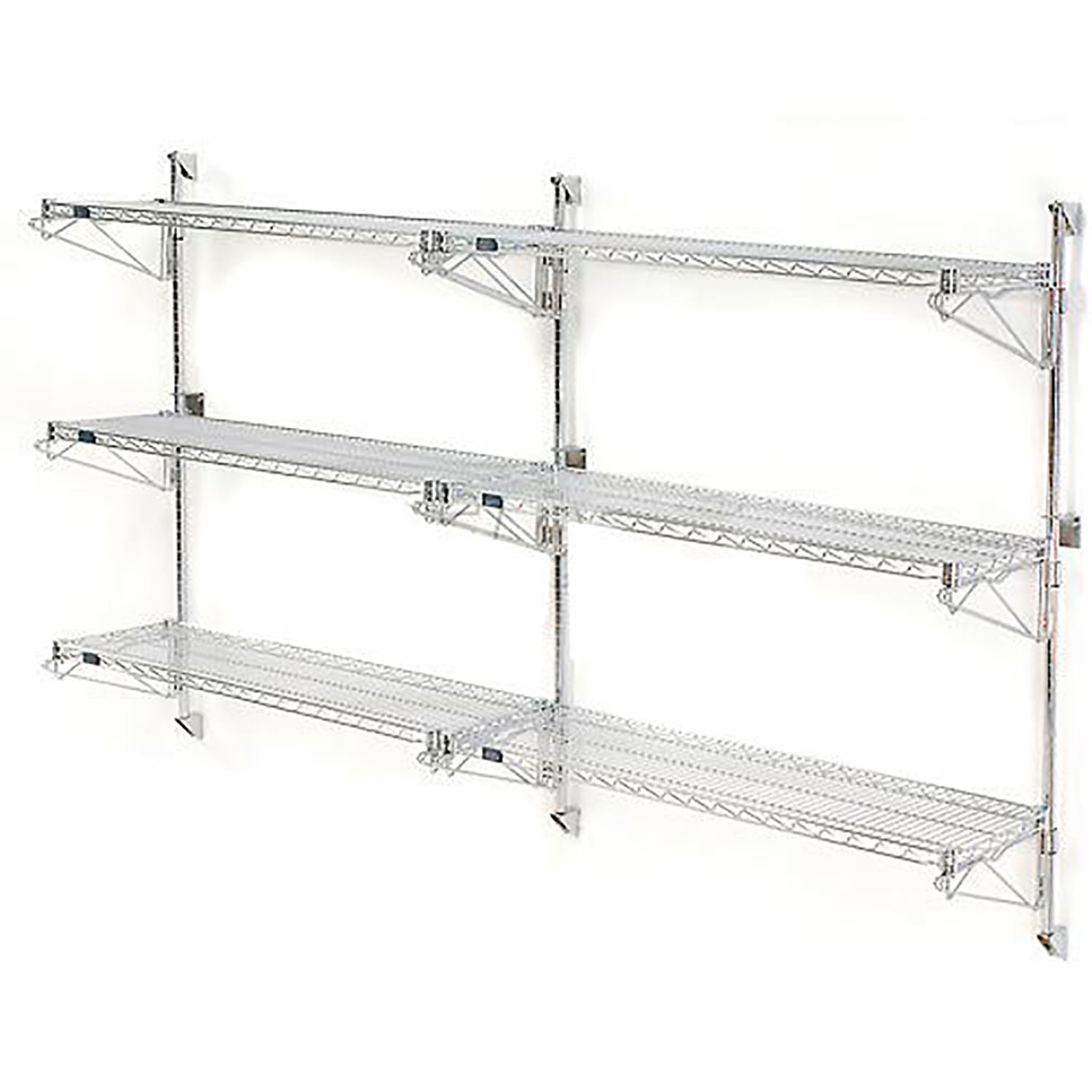 Nexel Poly-Green Wall Mount Wire Shelving, 42"W x 14"D x 54"H 3-Shelf ...