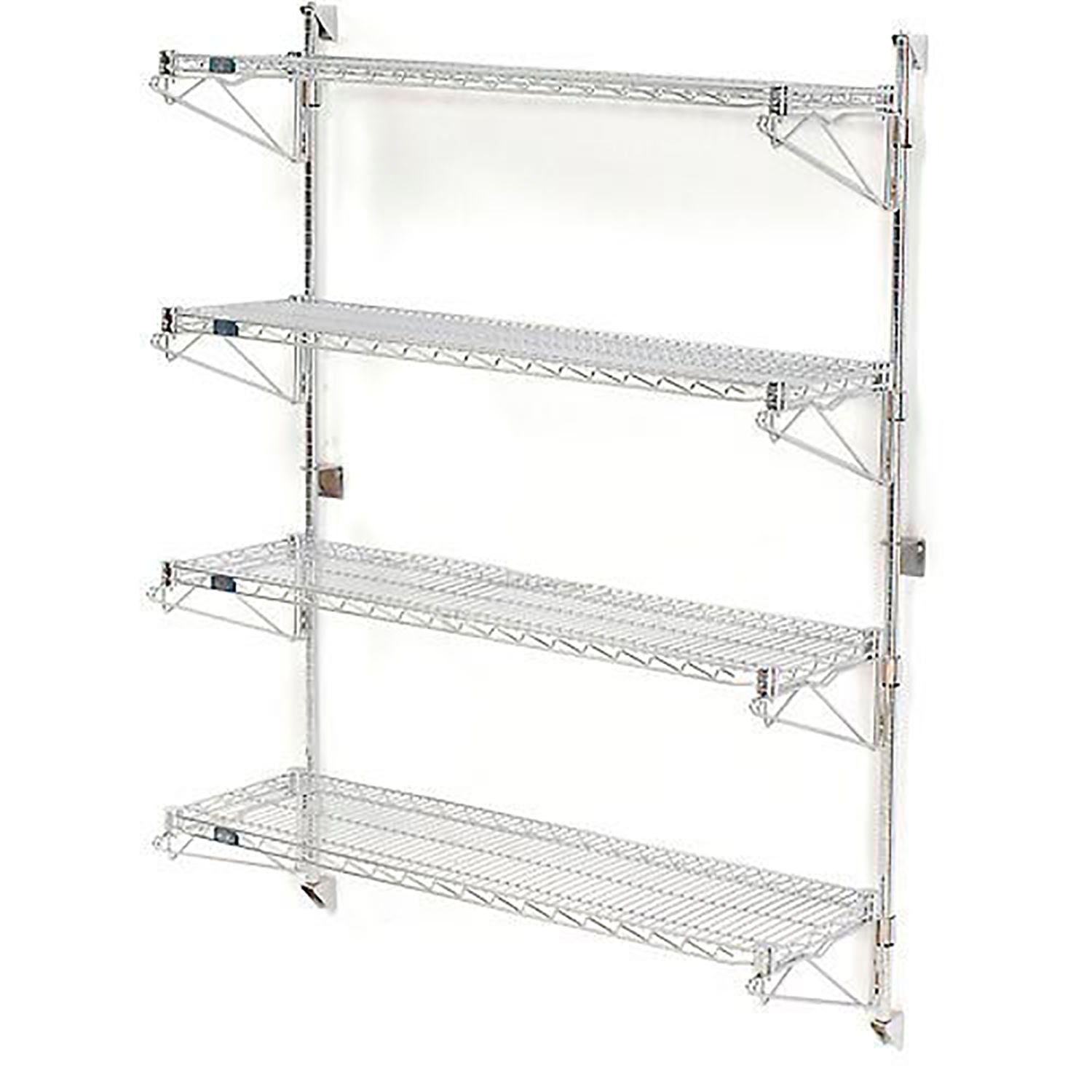 Nexel Poly-Green Wall Mount Wire Shelving, 42"W x 14"D x 63"H 4-Shelf ...