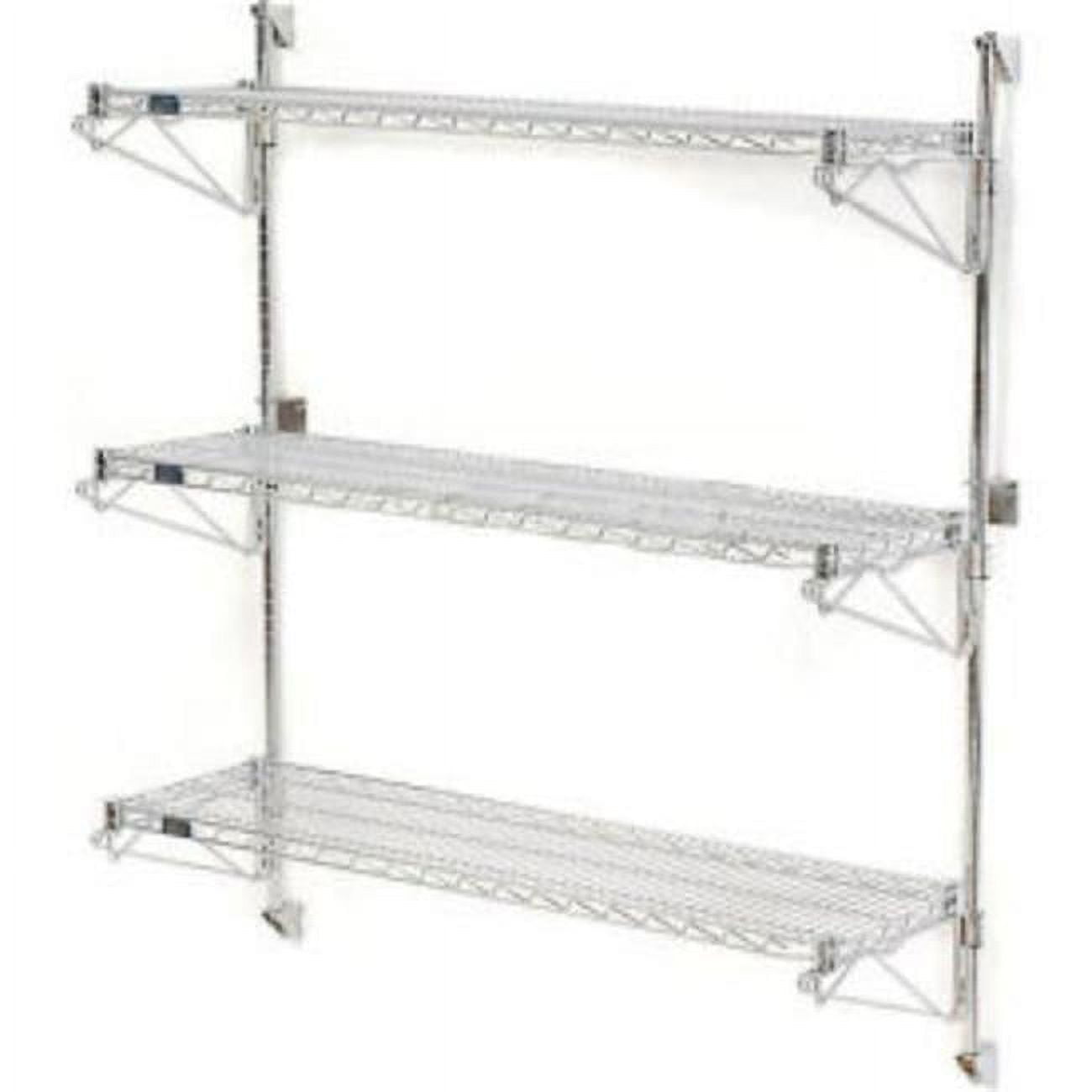 Nexel Poly-Green Wall Mount Wire Shelving - 60"W x 18"D x 54"H 3-Shelf ...