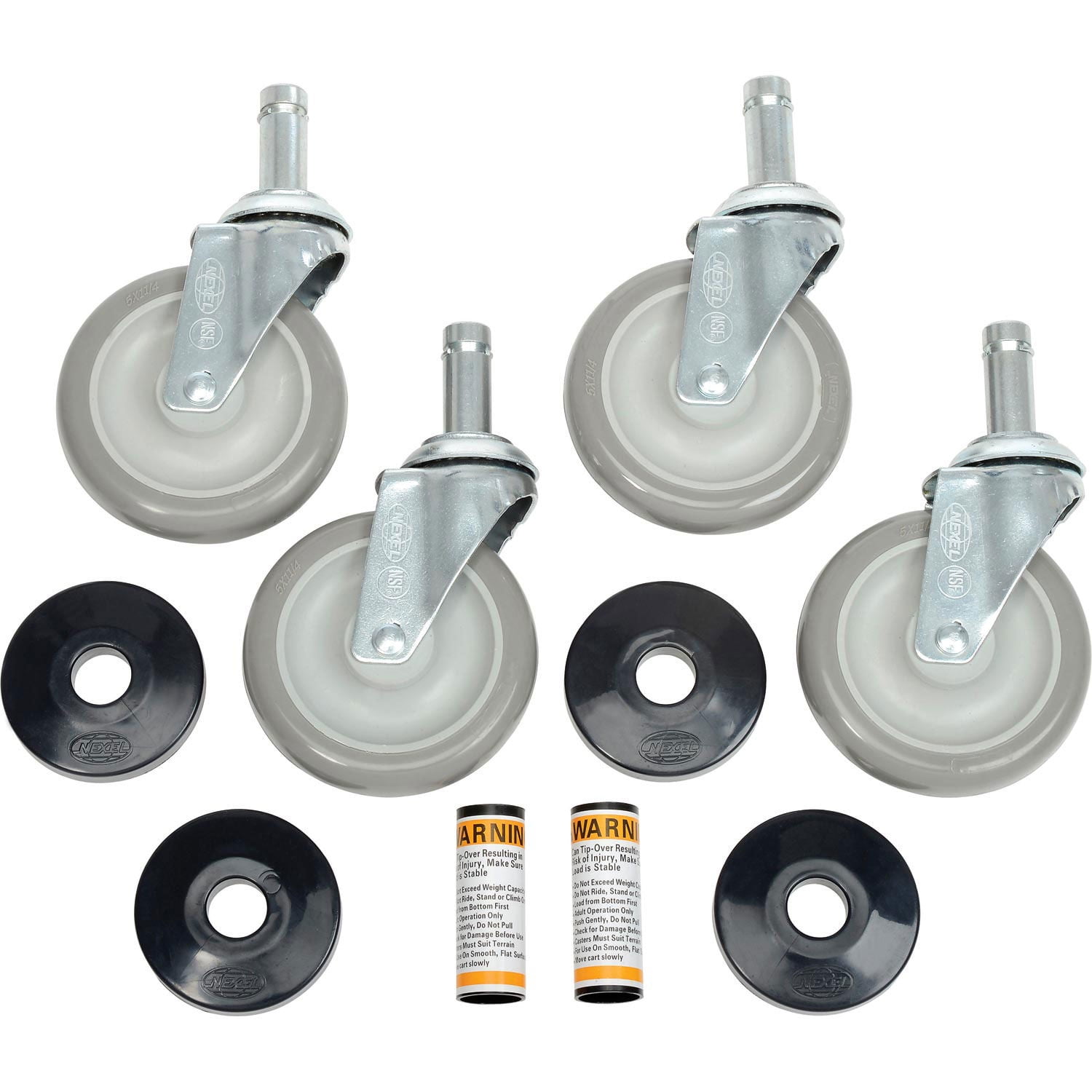 Nexel Stem Casters Set of (4) 5"" Polyurethane Wheel 1200 Lb. Capacity ...