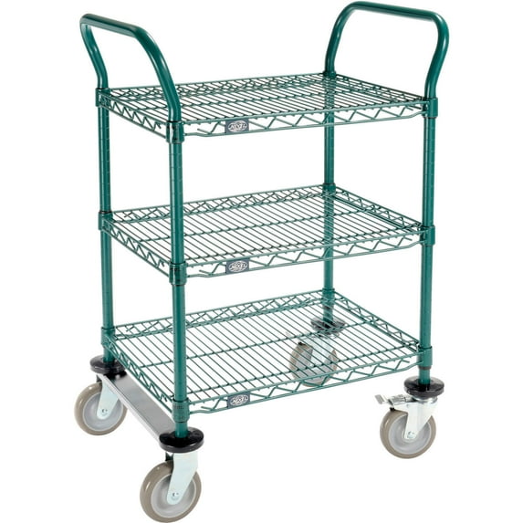 Nexel Utility Cart, 3 Shelf, Poly-Green, 24"L x 18"W x 39"H ...