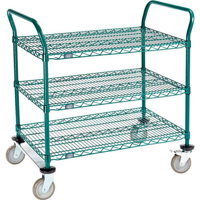 Nexel Utility Cart, 3 Shelf, Poly-Green, 36"L x 24"W x 39"H ...