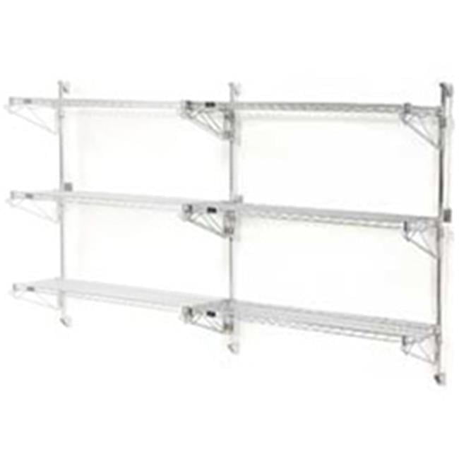 Nexel Wall Mount Wire Shelving Add On 3 Shelf Chrome 30 X 24 X 54 In