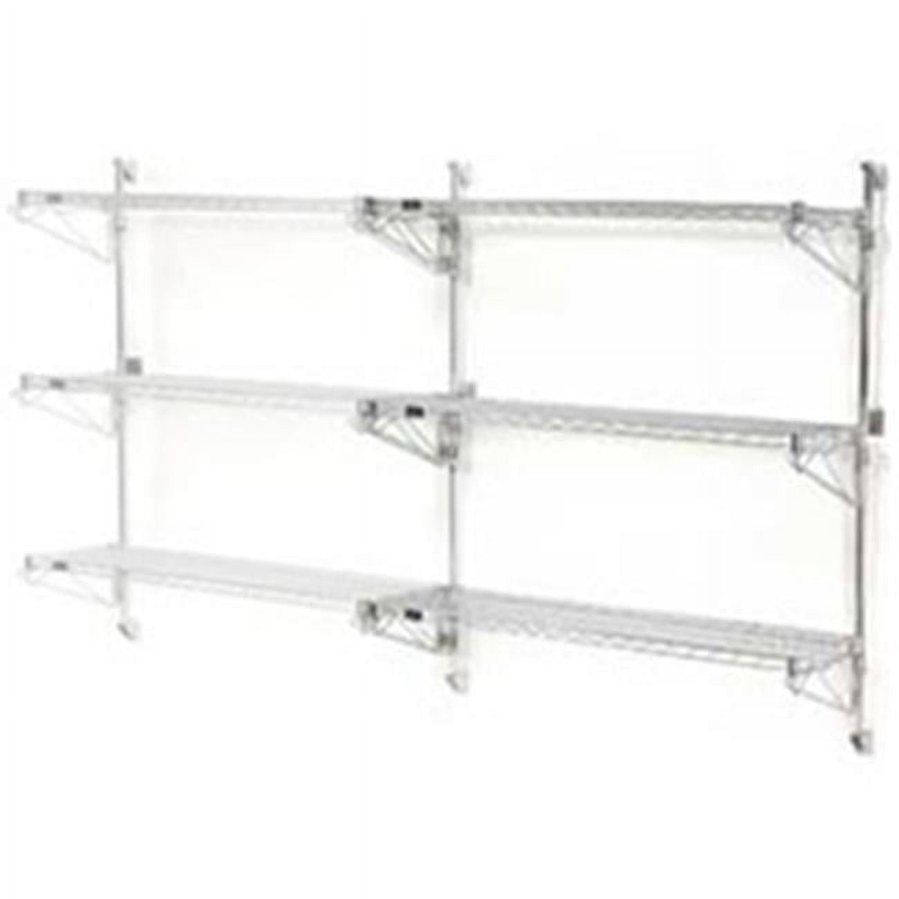 Nexel Wall Mount Wire Shelving Add-On - 3-Shelf, Chrome - 42 x 24 x 54 ...