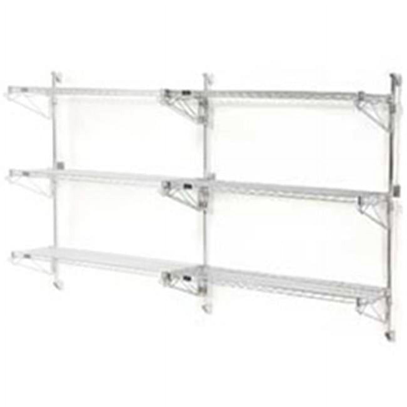 Nexel Wall Mount Wire Shelving Add-On - 3-Shelf, Chrome - 48 x 14 x 54 ...