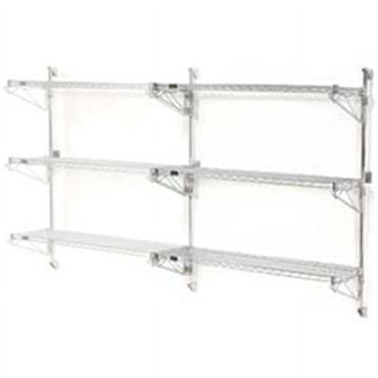 Nexel Wall Mount Wire Shelving Add-On - 3-Shelf, Chrome - 54 x 18 x 54 ...