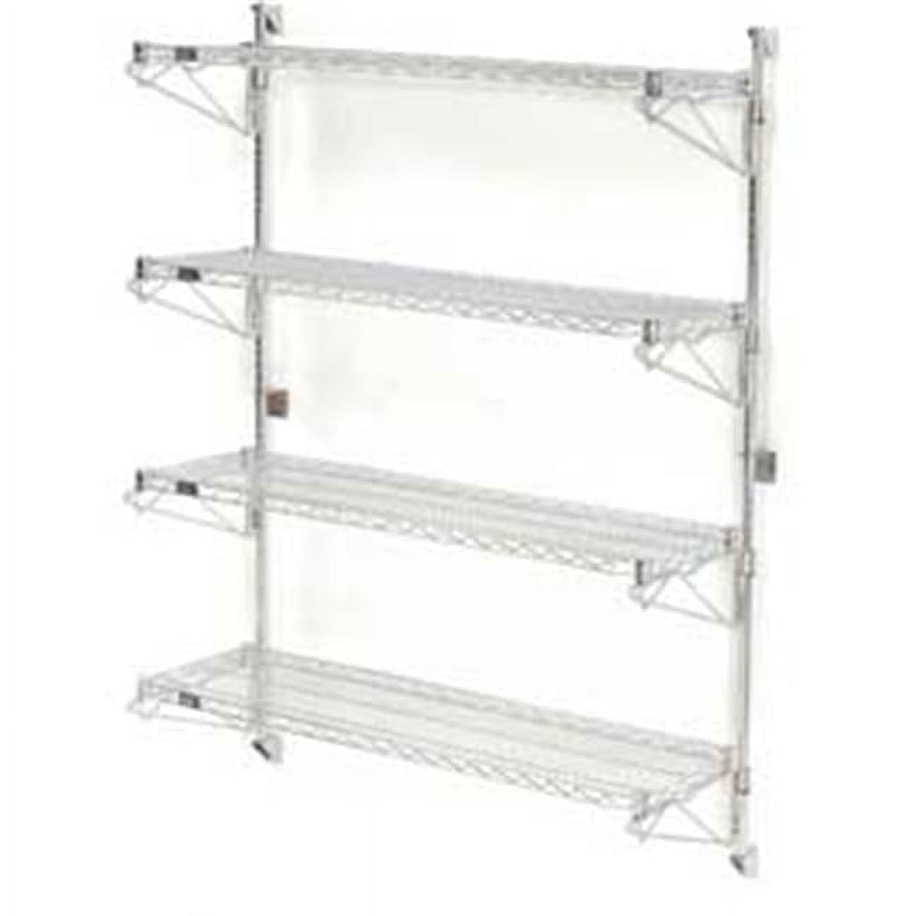 Nexel Wall Mount Wire Shelving Starter - 4-Shelf, Chrome - 42 x 24 x 63 ...