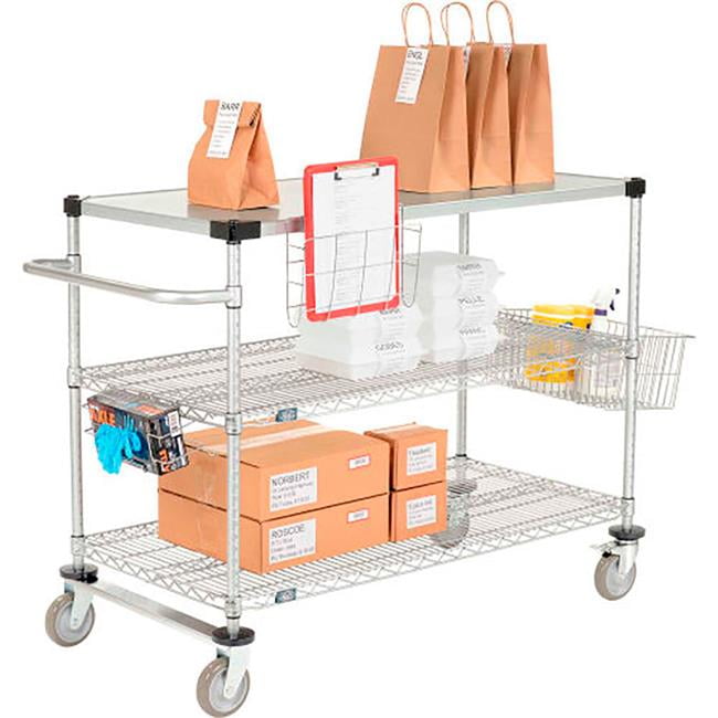 Global Industrial Nexelate Curbside Cart with 3 Shelves & Polyurethane ...