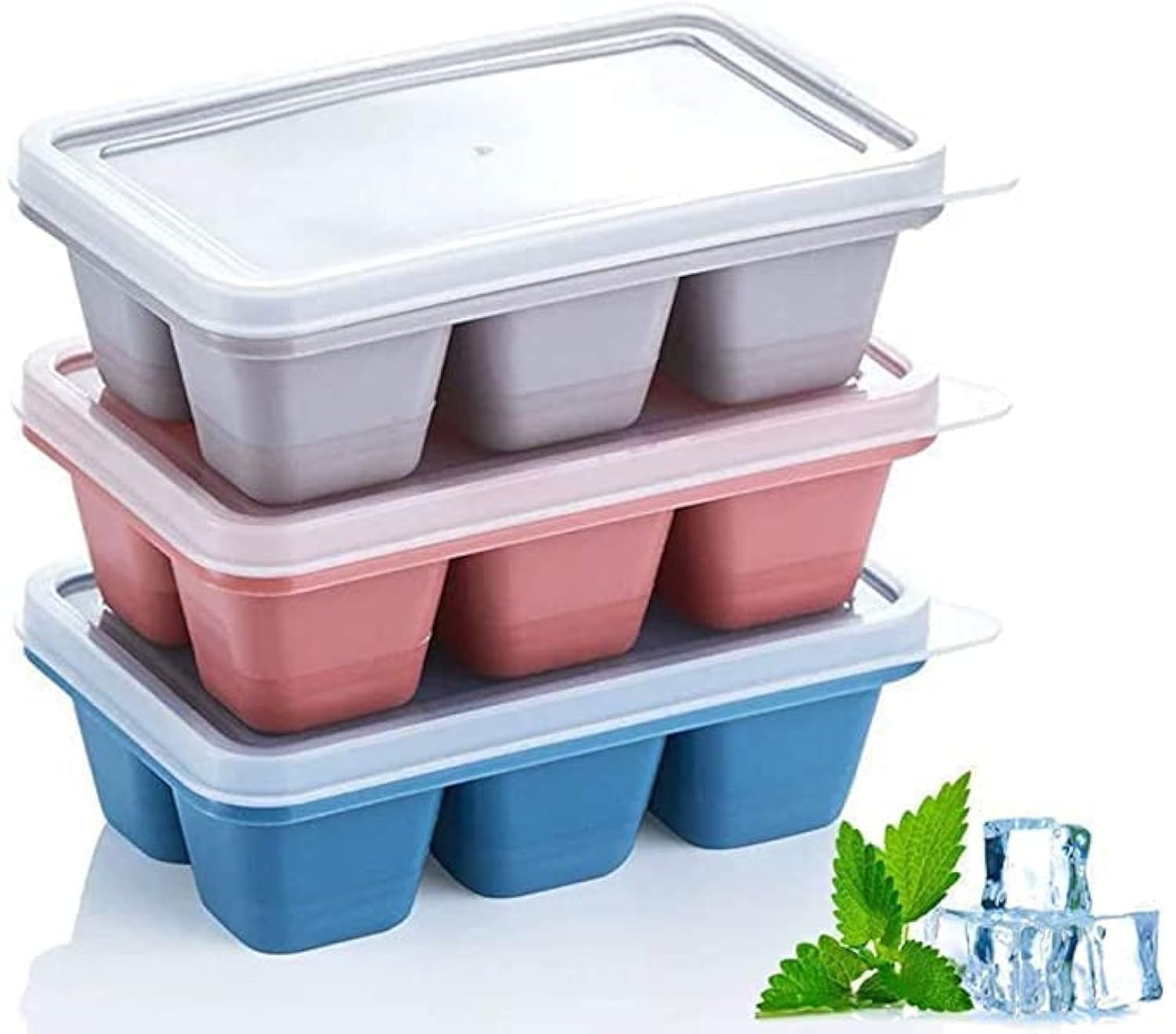 Nexellar Flexible Plastic Ice Cube Tray Cube Plastic Ice Cube Moulds Tray with Flexible Ice ...