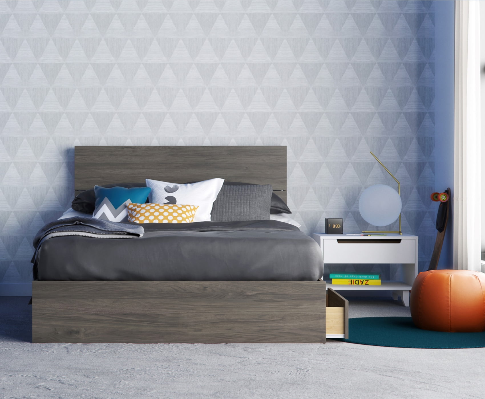 Nexera Aspen 3 Piece Full Size Bedroom Set, Bark Grey and White ...