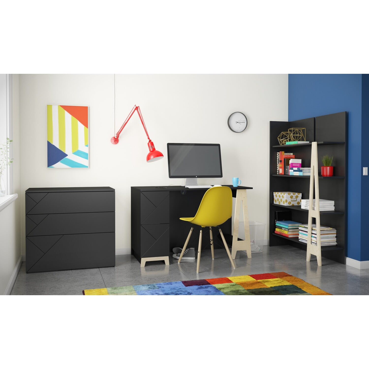 Nexera Atypik 3 Piece Home Office Set-Color:Black - Walmart.com
