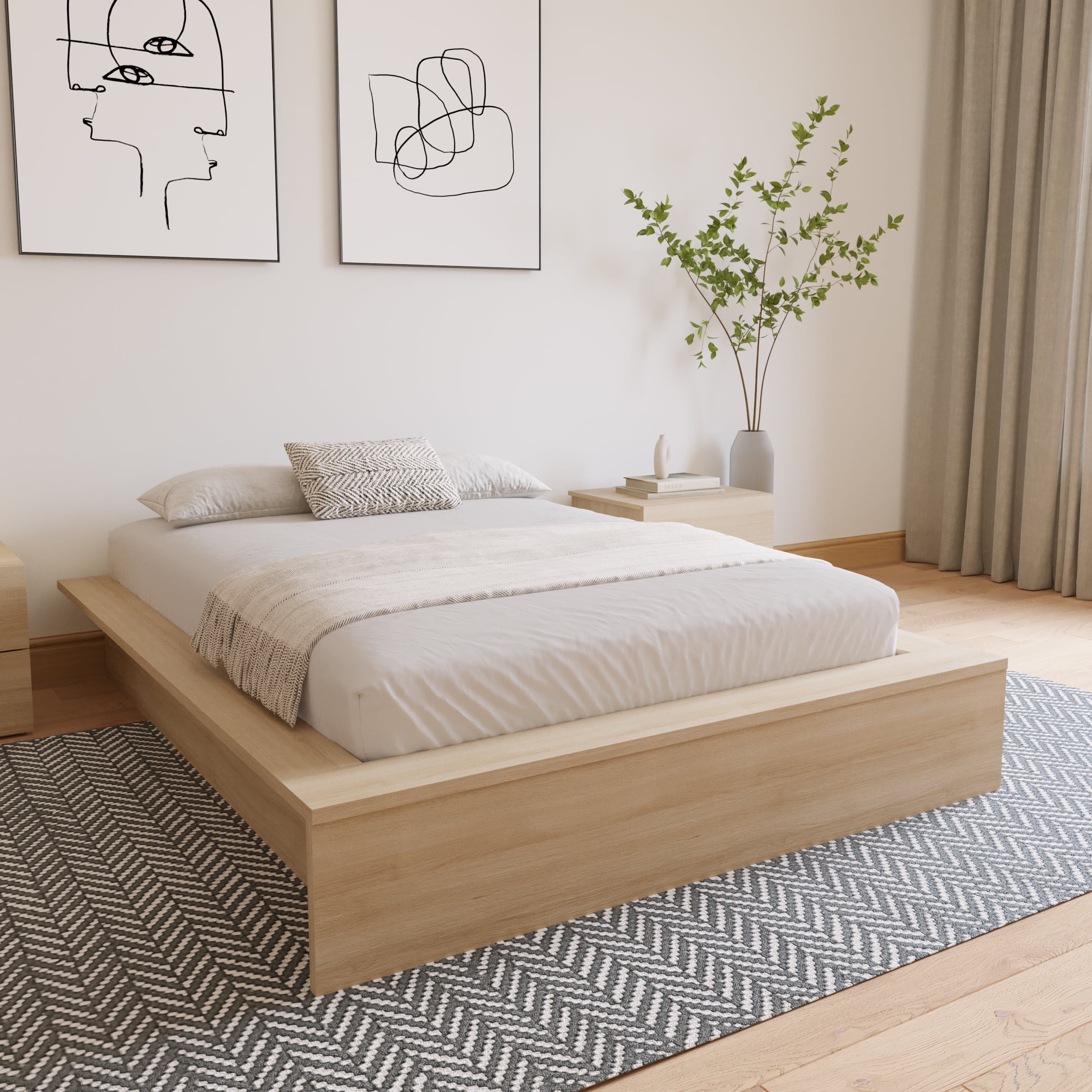 Nexera James Full Size Platform Bed Frame, Natural Blonde Oak - Walmart.com