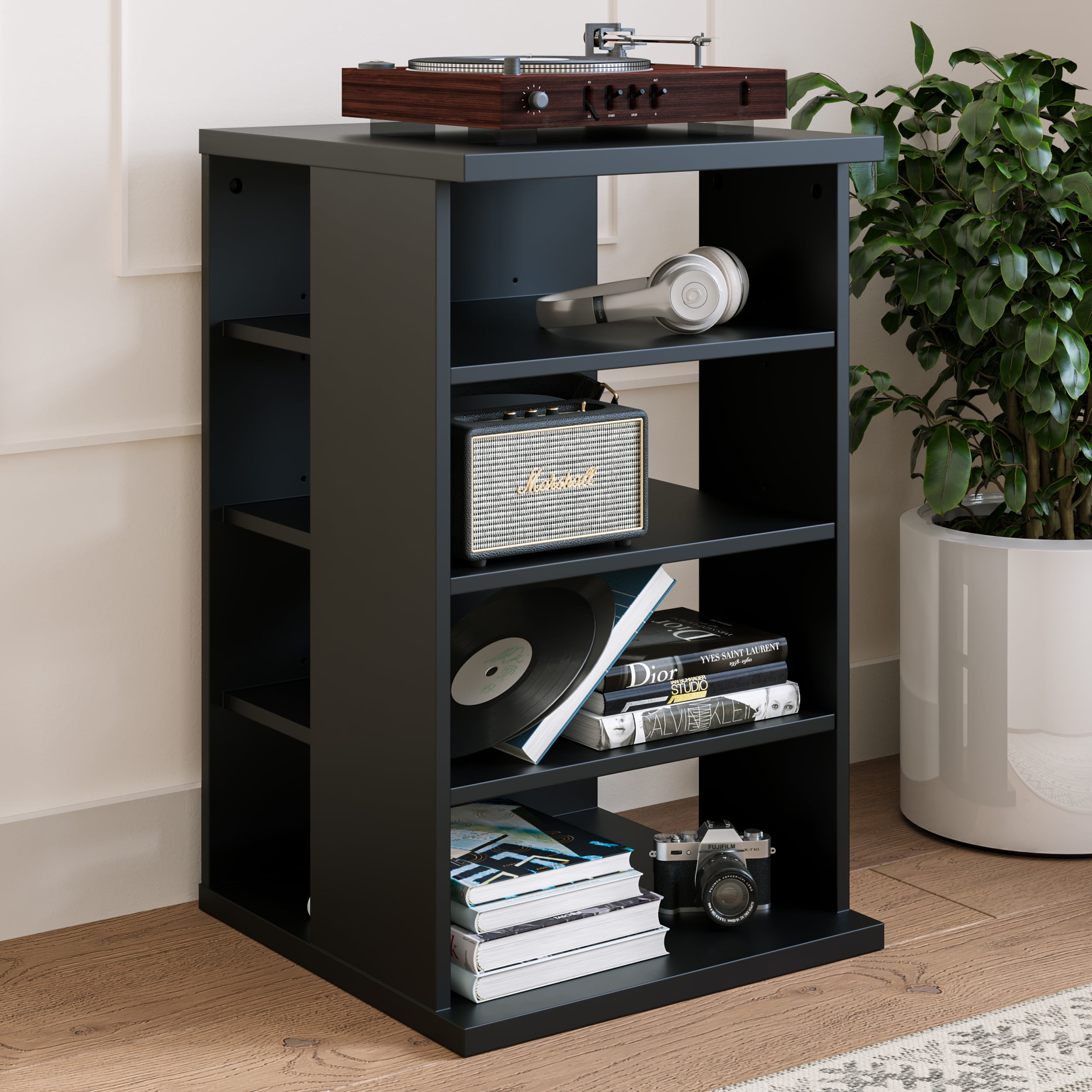 Nexera Jasper 4-Shelf Audio Tower Bookcase, Black - Walmart.com