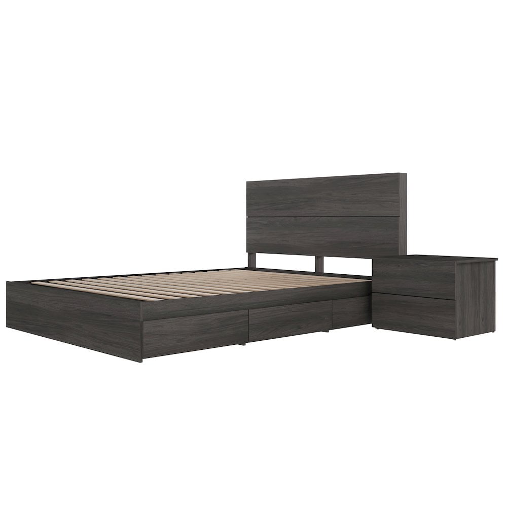 Nexera Milo 3-Piece Reversible Storage Bedroom Set,1 Nightstand, Queen ...