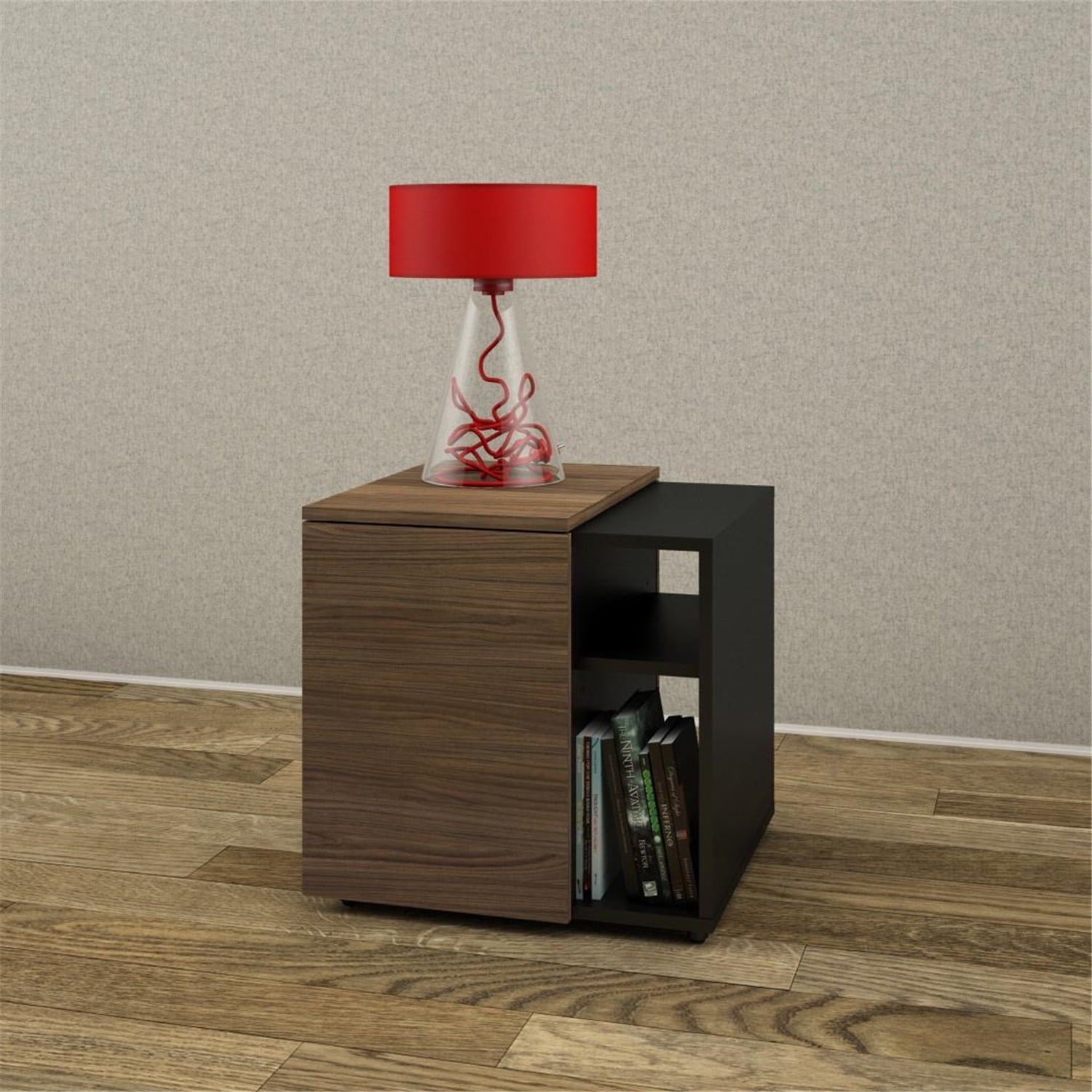 Nexera Next End Table in Black and Walnut - Walmart.com