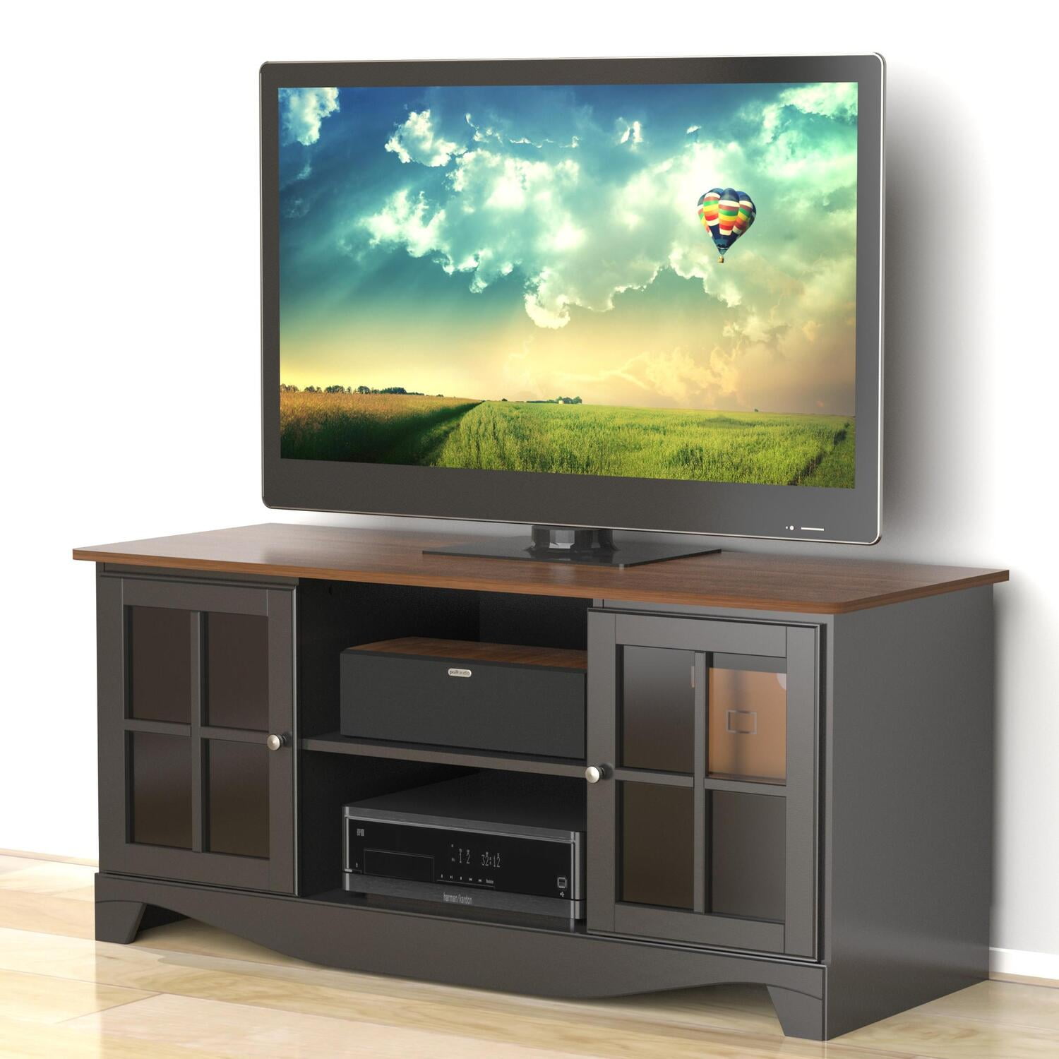 Pinnacle 54-inch TV Stand from Nexera - Cinnamon-Cherry and Black ...